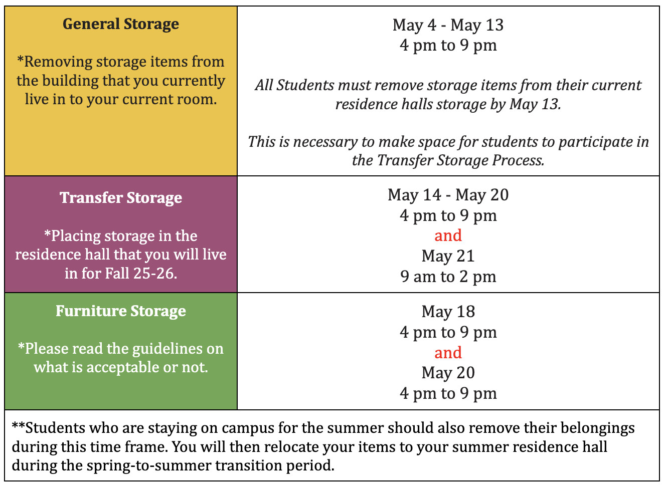 Residence Life Student Storage – Residence Life